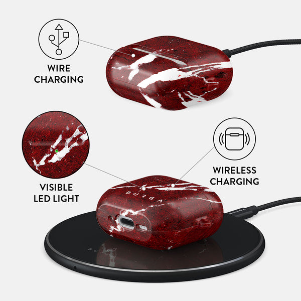 Iconic Red Ruby - Marble Apple AirPods 4 Case Cover | BURGA