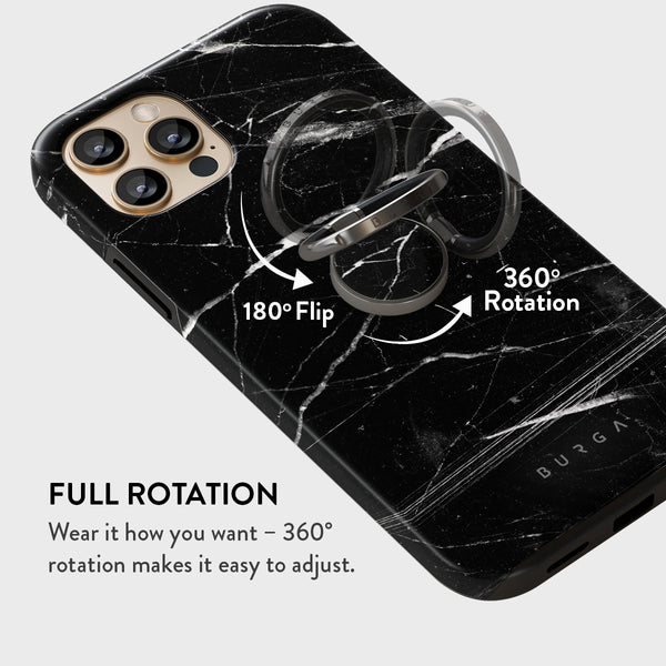 Noir Origin - Black Marble Phone Ring Holder Finger Grip Stand | BURGA